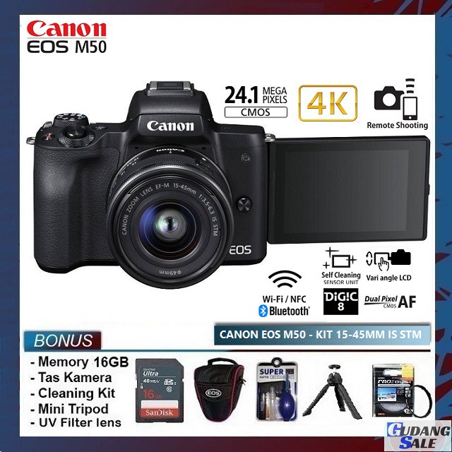 Jual [NEW] KAMERA CANON EOS M50 + LENSA KIT 15-45MM IS STM WiFi ...