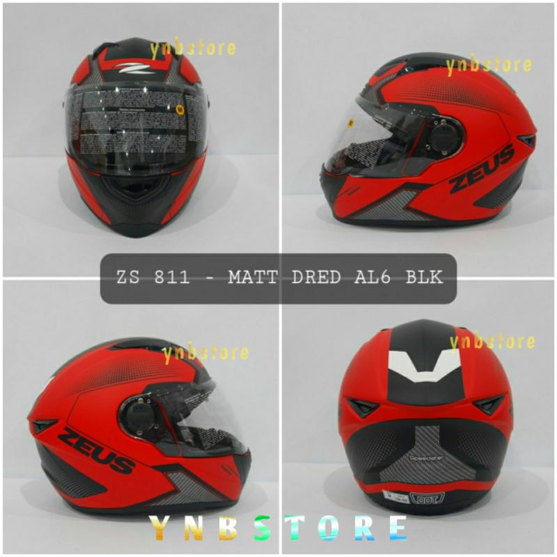 Jual Helm Zeus ZS811 ZS811C Speedster Al6 Matt Dark Red Black Merah ...