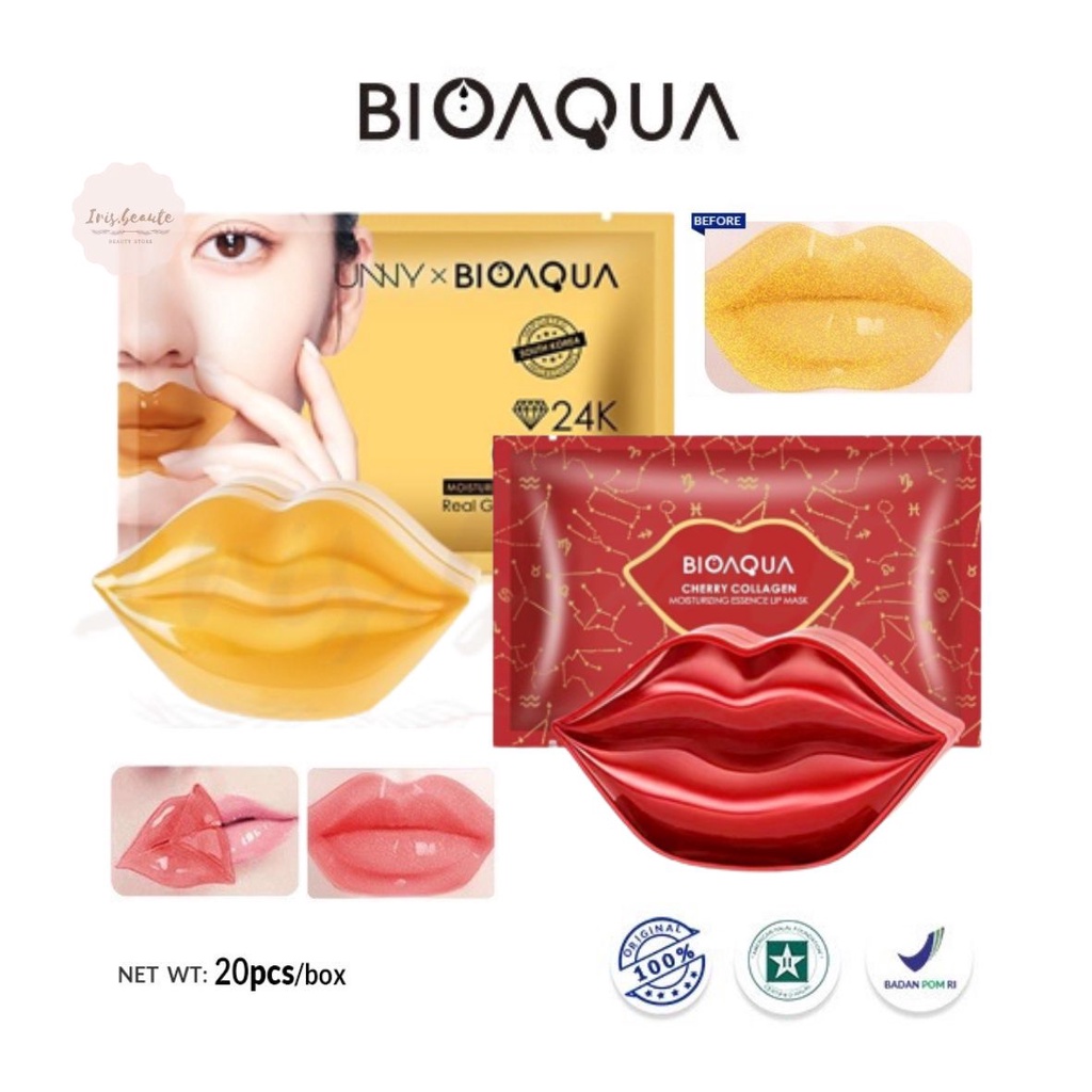 Jual BIOAQUA Lip Mask Box [ Isi 20 Pcs ] / Cherry Collagen Lip Mask ...