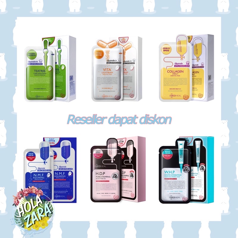 Jual Mediheal Essential Sheet Mask New Package (10pcs) Tea Tree, Vita, Collagen, Placenta ...