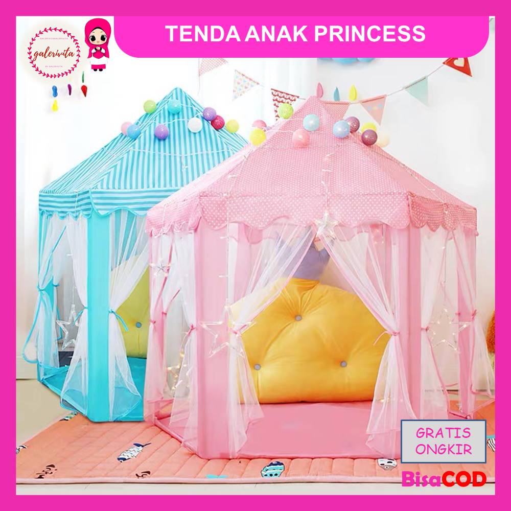 Jual Tenda Anak Princess Model Rumah Biru Dan Pink / Tenda Mainan Anak ...