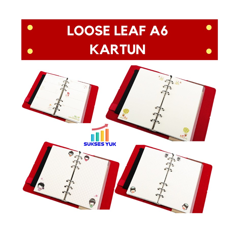 Jual Kertas Loose Leaf Binder A6 KARTUN Agenda Planner Jurnal Kertas | Shopee Indonesia