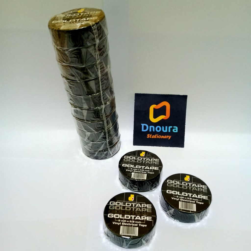 Jual SATU SLOP ( 10 PCS ) Isolasi Kabel Listrik Hitam Goldtape Selotip ...