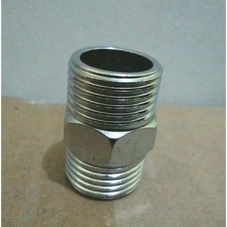 Jual Double Nepel 1/2" in Chrome/Nepel Chrome 1/2/Pernekel double drat ...