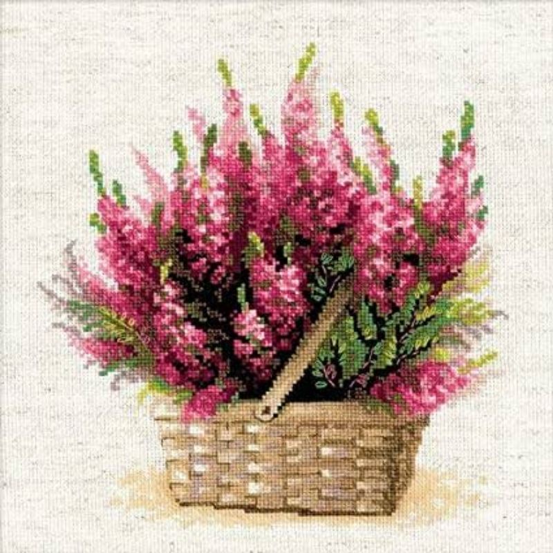 Jual paket kristik bunga heather pink ungu flowers cross stitch 14ct ...