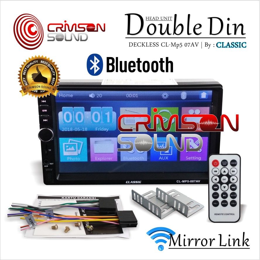 Jual HEAD UNIT DOUBLE DIN Classic Mirror Link 7 Inch Full HD CL-MP5 ...
