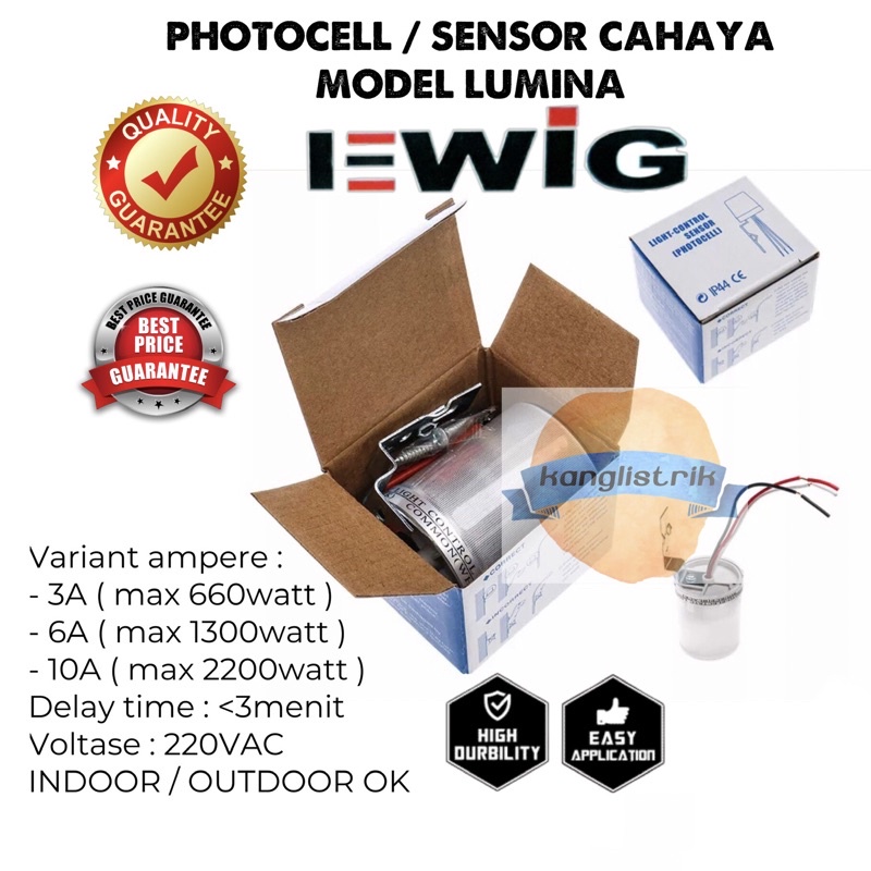 Jual Photocell / sensor cahaya / fotosel 3A, 6A,10A MODEL LUMINA EWIG ...