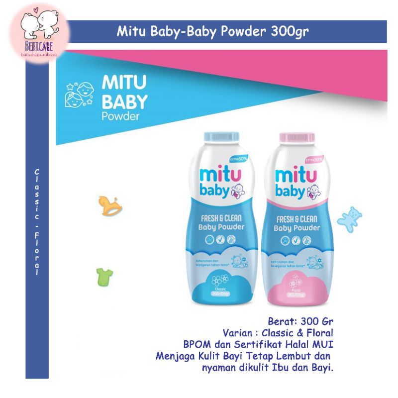 Jual Mitu Baby Powder Fresh & Clean Blue Classic / Mitu Baby Powder ...