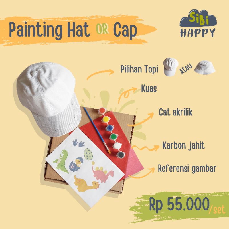 Jual (happy.sibi) Painting Hat or Cap Kit / Melukis Topi Anak Mewarnai ...