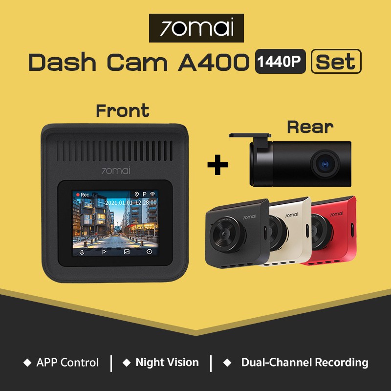 Jual 70mai A400 Car Recorder Dash Cam QHD 1440P Rear Cam Night Vision 145 FOV WDR App Control ...