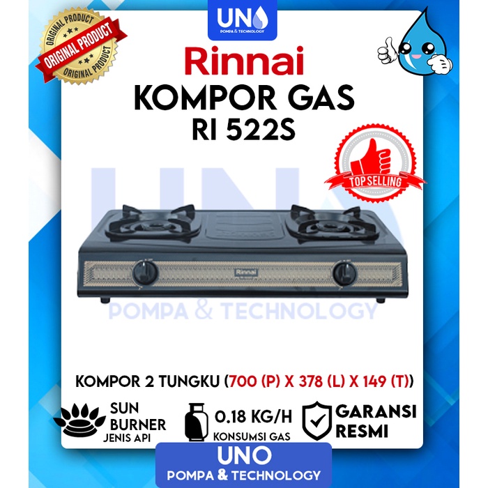 Jual Rinnai Kompor Gas 2 Tungku RI 522 S / RI-522 S / RI522S | Shopee ...