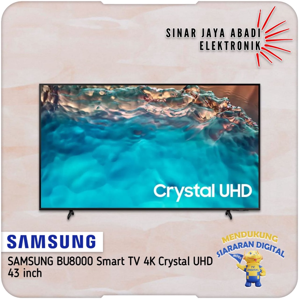 Jual Samsung Smart TV UA43BU8000KXXD 4K Crystal UHD BU8000 dengan Smart Hub & AirSlim Design [43 ...