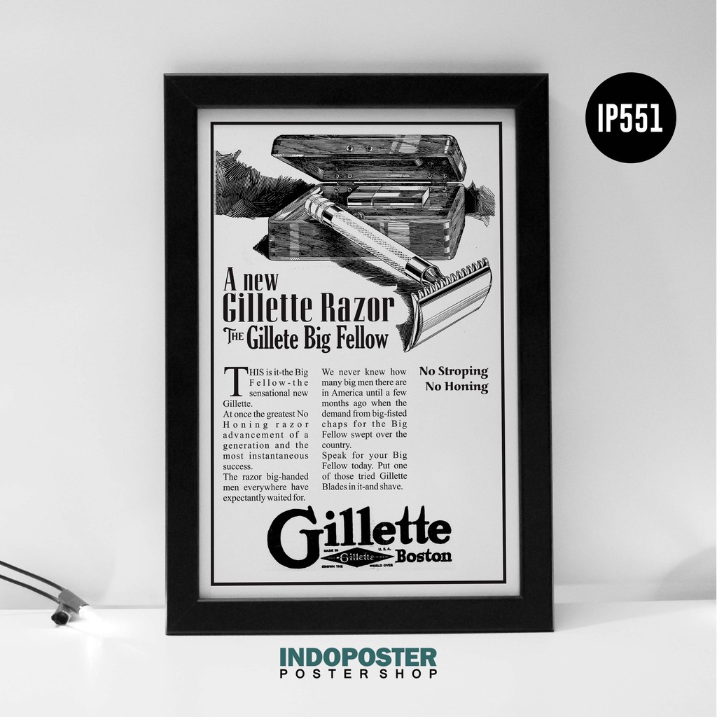 Jual Poster Barbershop Salon Gillette Vintage Ads 03 | Shopee Indonesia