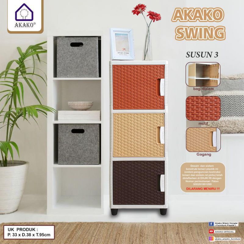 Jual LEMARI AKAKO SWING 3 SUSUN | Shopee Indonesia