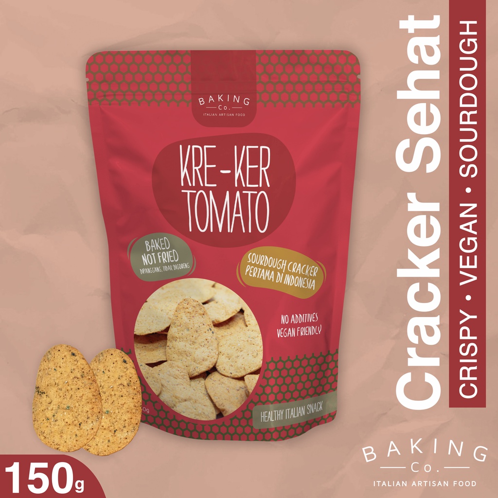 Jual BakingCo KreKer Tomato & Oregano Sourdough Healthy Crackers - 150 ...