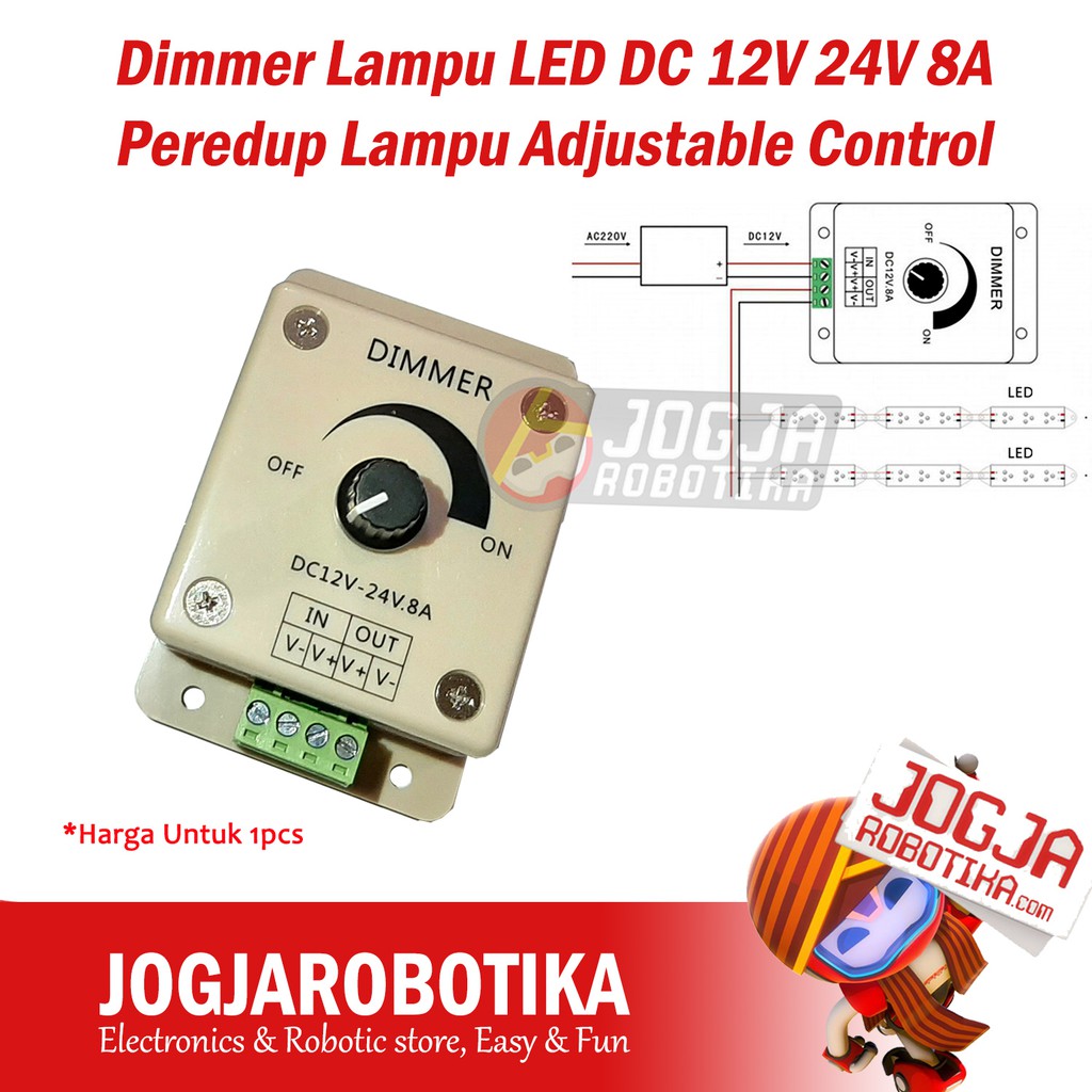 Jual Dimmer Lampu LED DC 12V 24V 8A Peredup Lampu Adjustable Control ...
