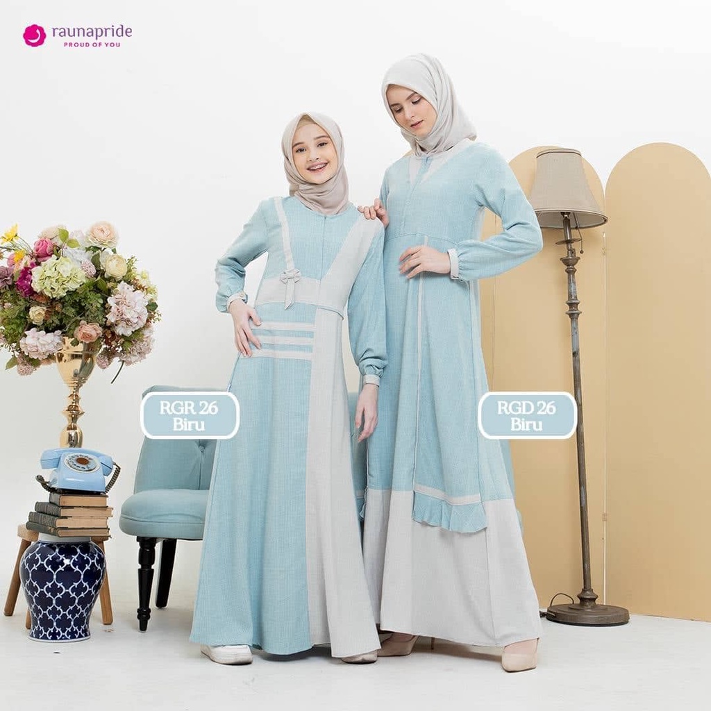Jual Rauna Couple Gamis / GD -26 Biru / Fashion Muslim | Shopee Indonesia