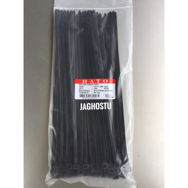 Jual Kabel Tis / Cable Tie / Kabel Ties Hitam 25 Cm HATO (100pcs) | Shopee Indonesia