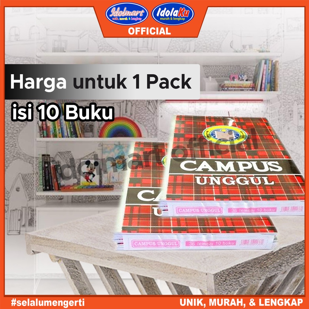 Jual IDOLMART Buku Tulis Campus Unggul isi 36 Lembar Boxy 1 pack /10 pcs - Idolmart Karawang ...