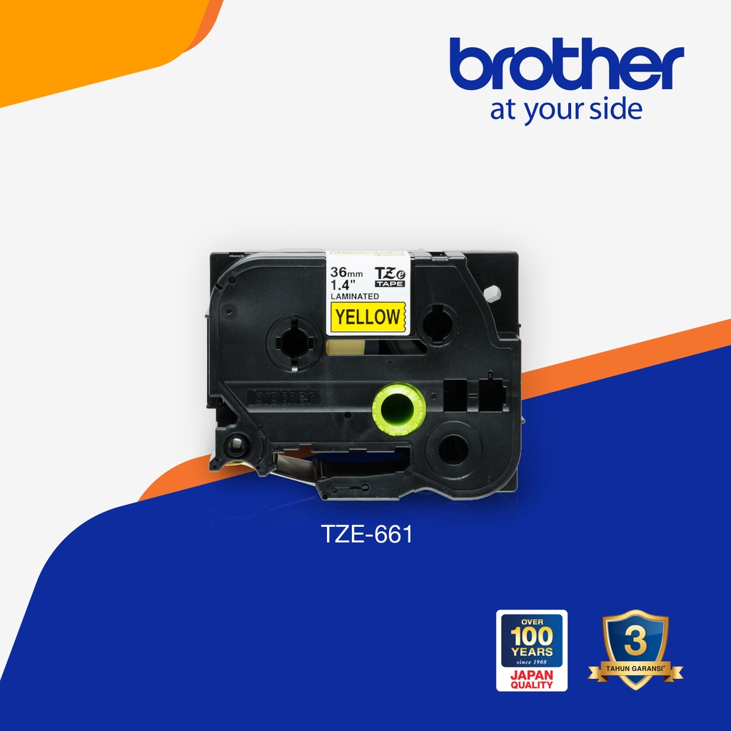Jual Brother Label Tape TZE-661 Laminated Tapes Black on Yellow 36mm ...