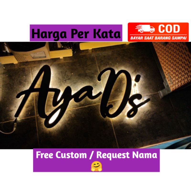 Jual Huruf ukir nyala/Ukiran Kayu/Huruf Nama Menyala(Harga Perkata 8-9 ...