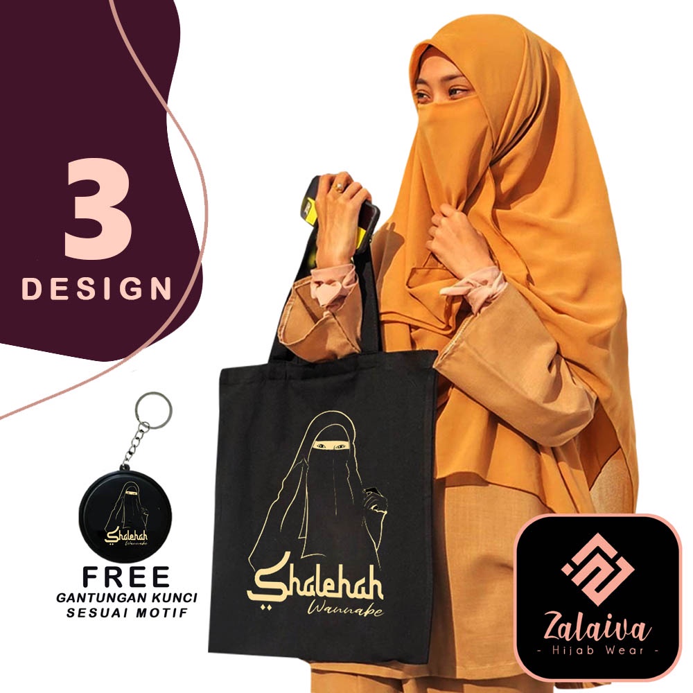 Jual ZALAIVA ⤵️ Totebag Muslimah Tas Tote Bag Muslim Bahan Japan Drill ...