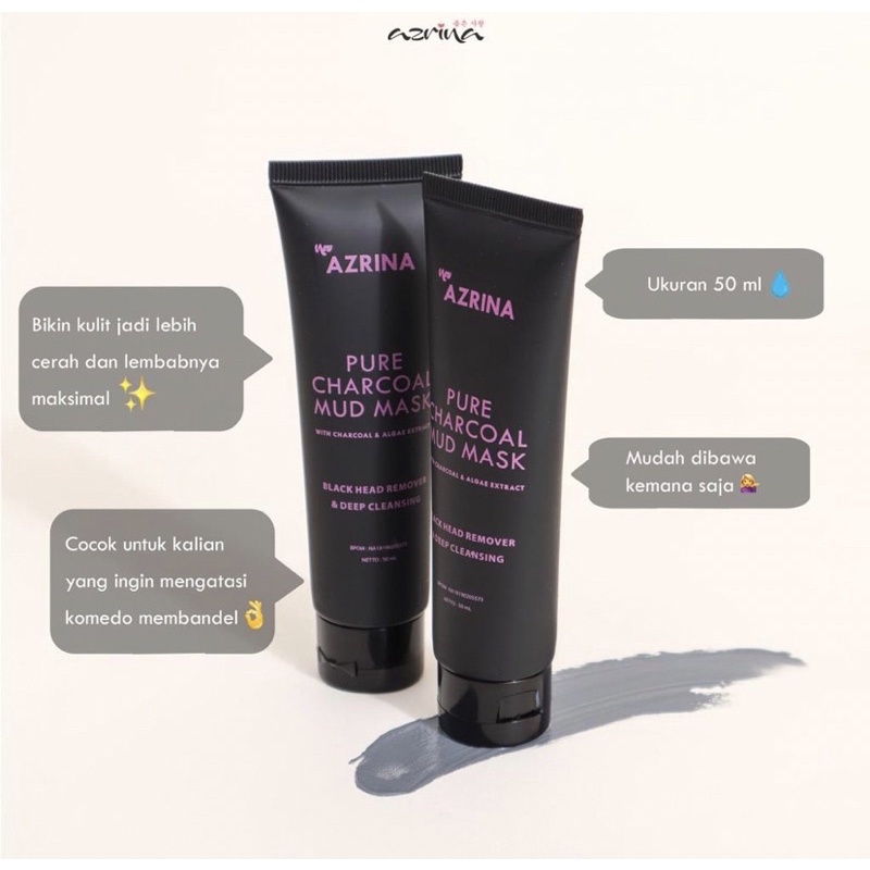 Jual AZRINA PURE CHARCOAL MUD MASK ISI 50 ML | Shopee Indonesia