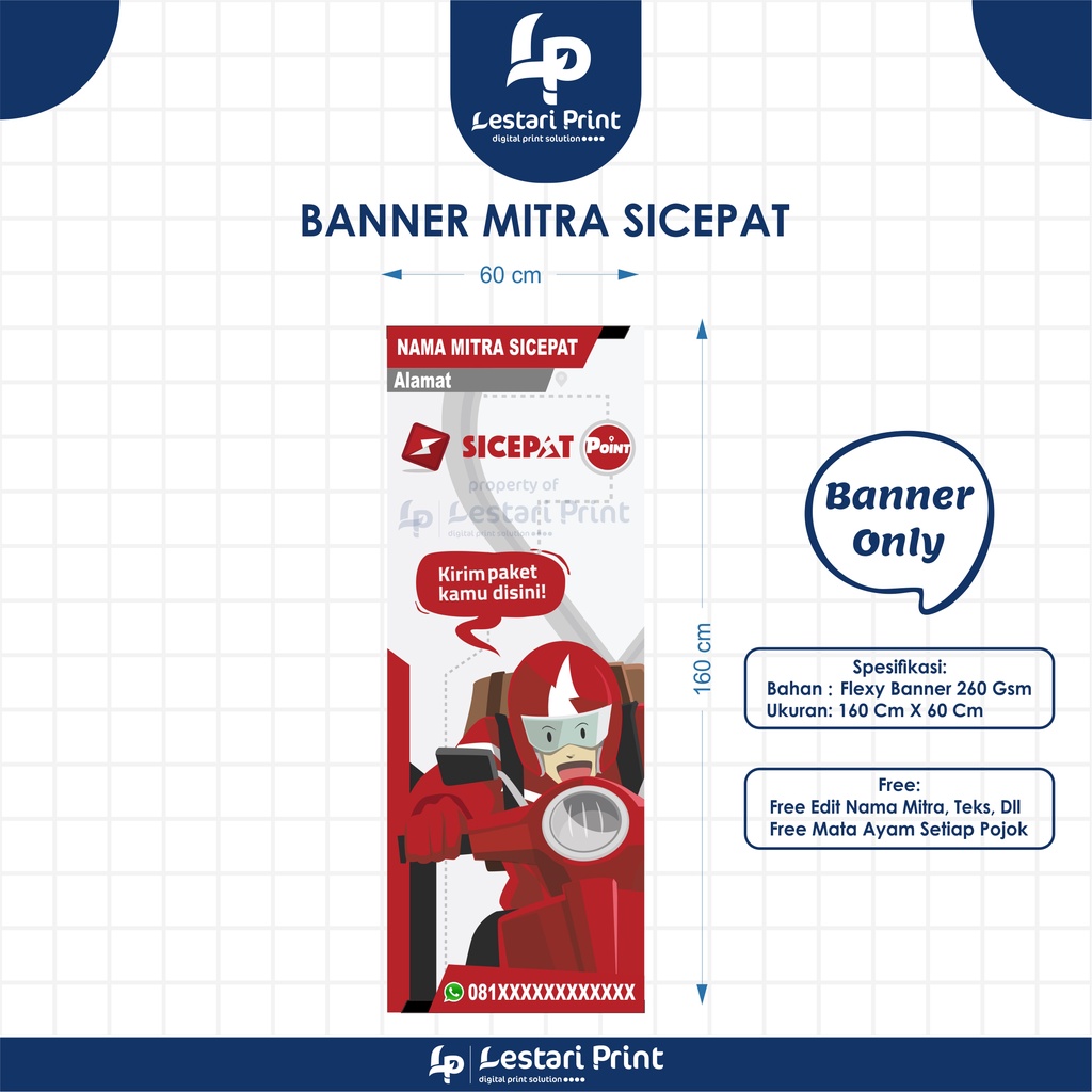 Jual BANNER MITRA SICEPAT / SICEPAT POINT / 160 CM X 60 CM / BANNER ...