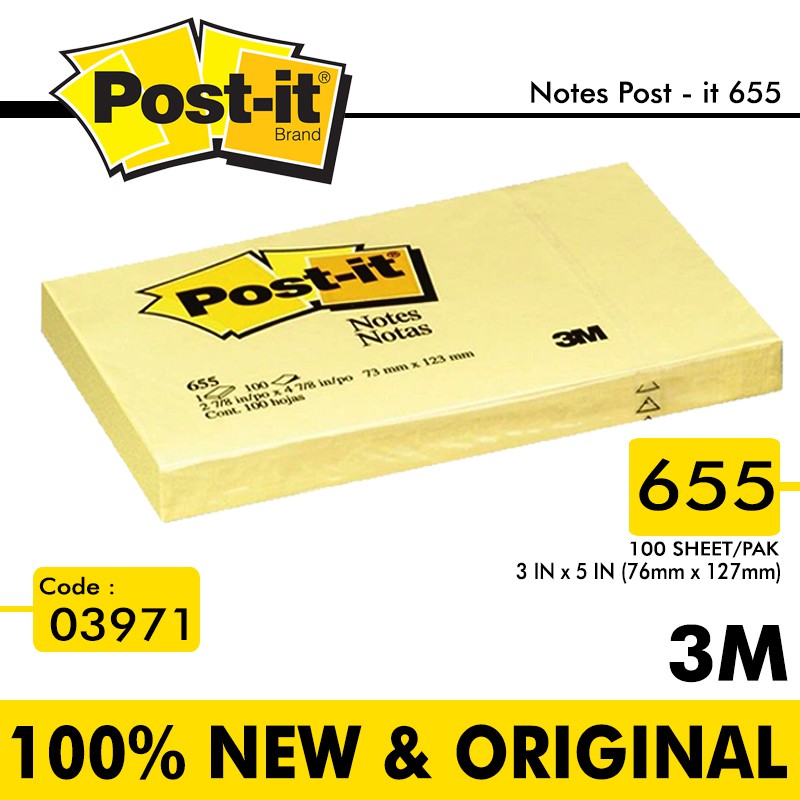 Jual Stick Note / memo pad POST IT 3M NO. 655 | Shopee Indonesia
