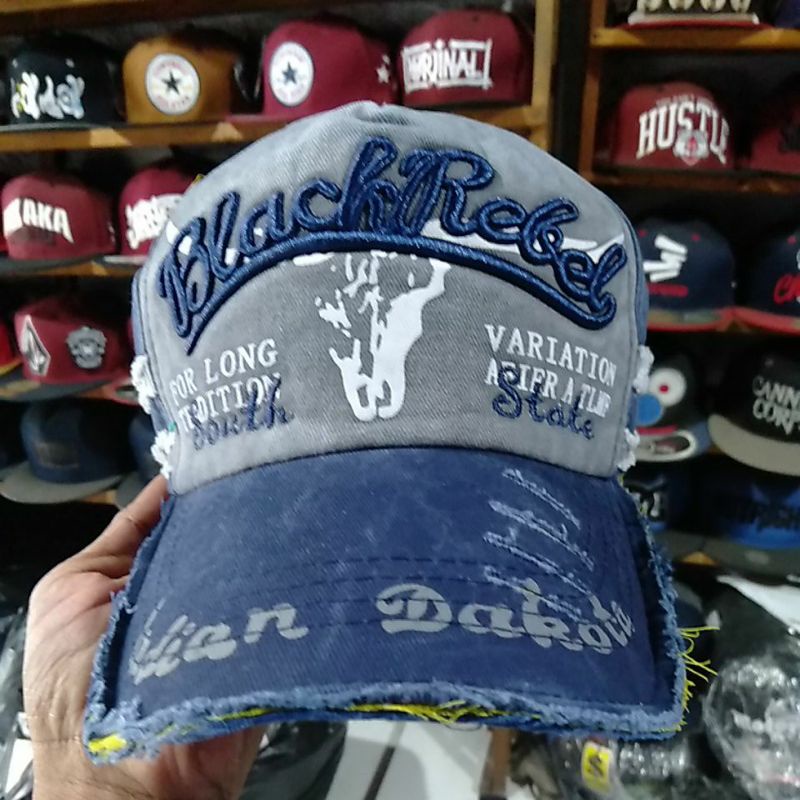 Jual TopiBlack Rebel Model Korea Topi cowok cewek import black label ...