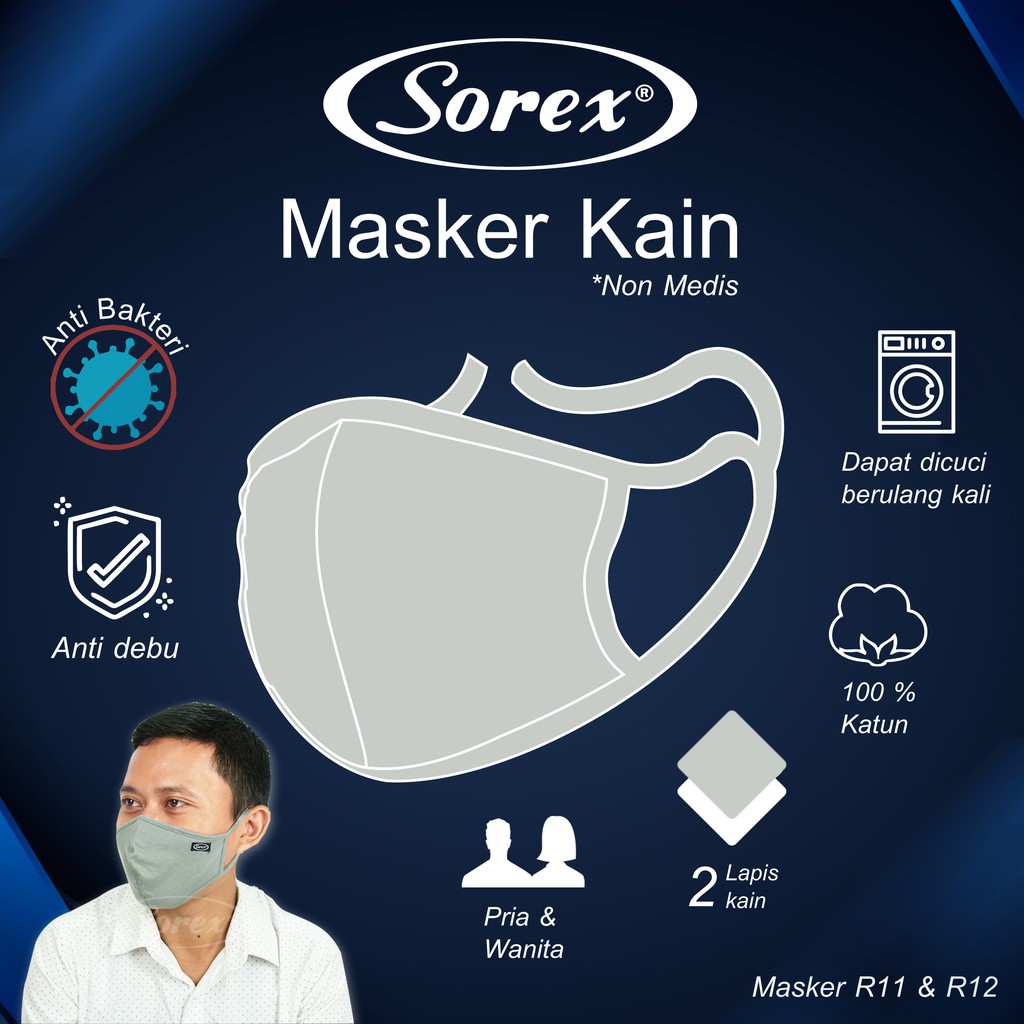 Jual MASKER KAIN NON MEDIS 11 & 12 SOREX OBRAL | Shopee Indonesia