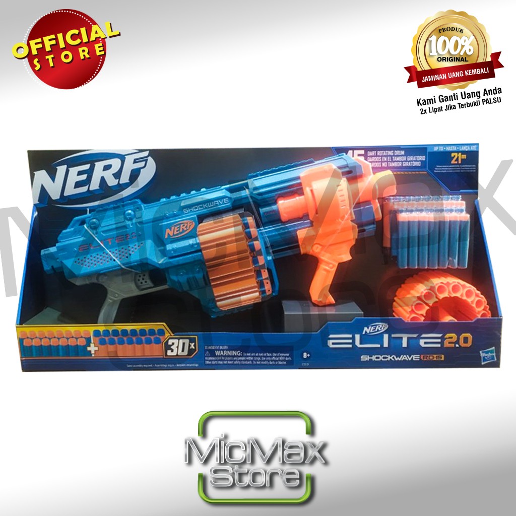 Jual Nerf Elite 2.0 Shockwave RD-15 RD15 Blaster Not Surgefire Not Hyperfire | Shopee Indonesia