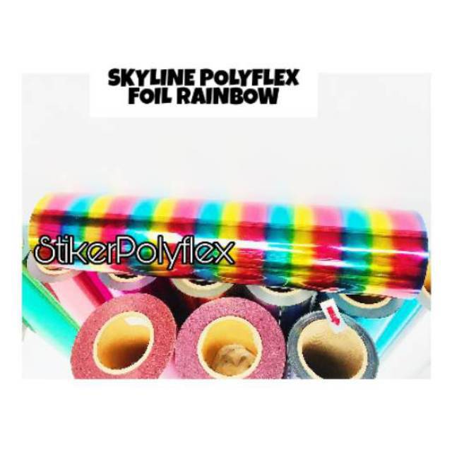 Jual BAHAN SABLON POLYFLEX FOIL RAINBOW MURAH SKYLINE | Shopee Indonesia