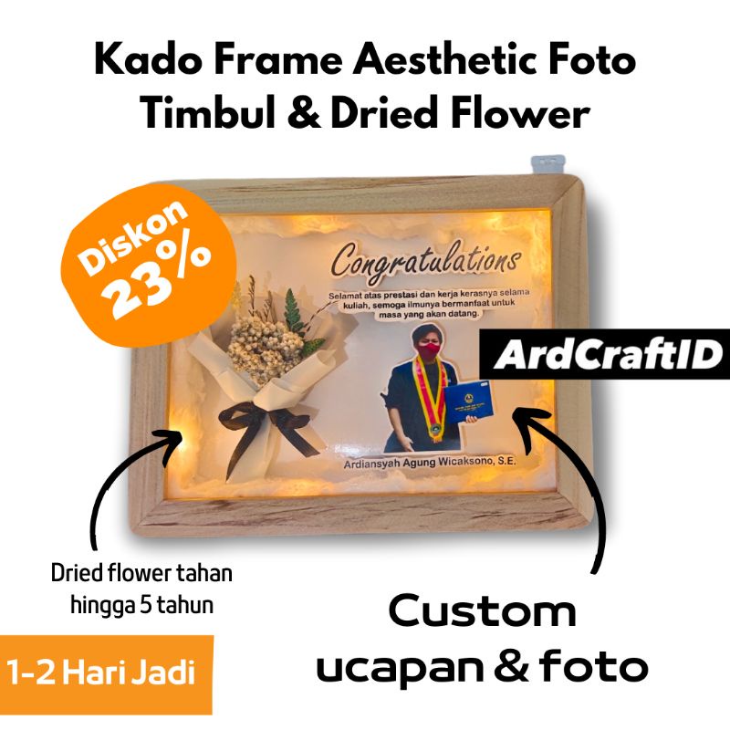 Jual Kado Frame 3D Flower in Frame A4 untuk Wisuda, Ulang Tahun ...