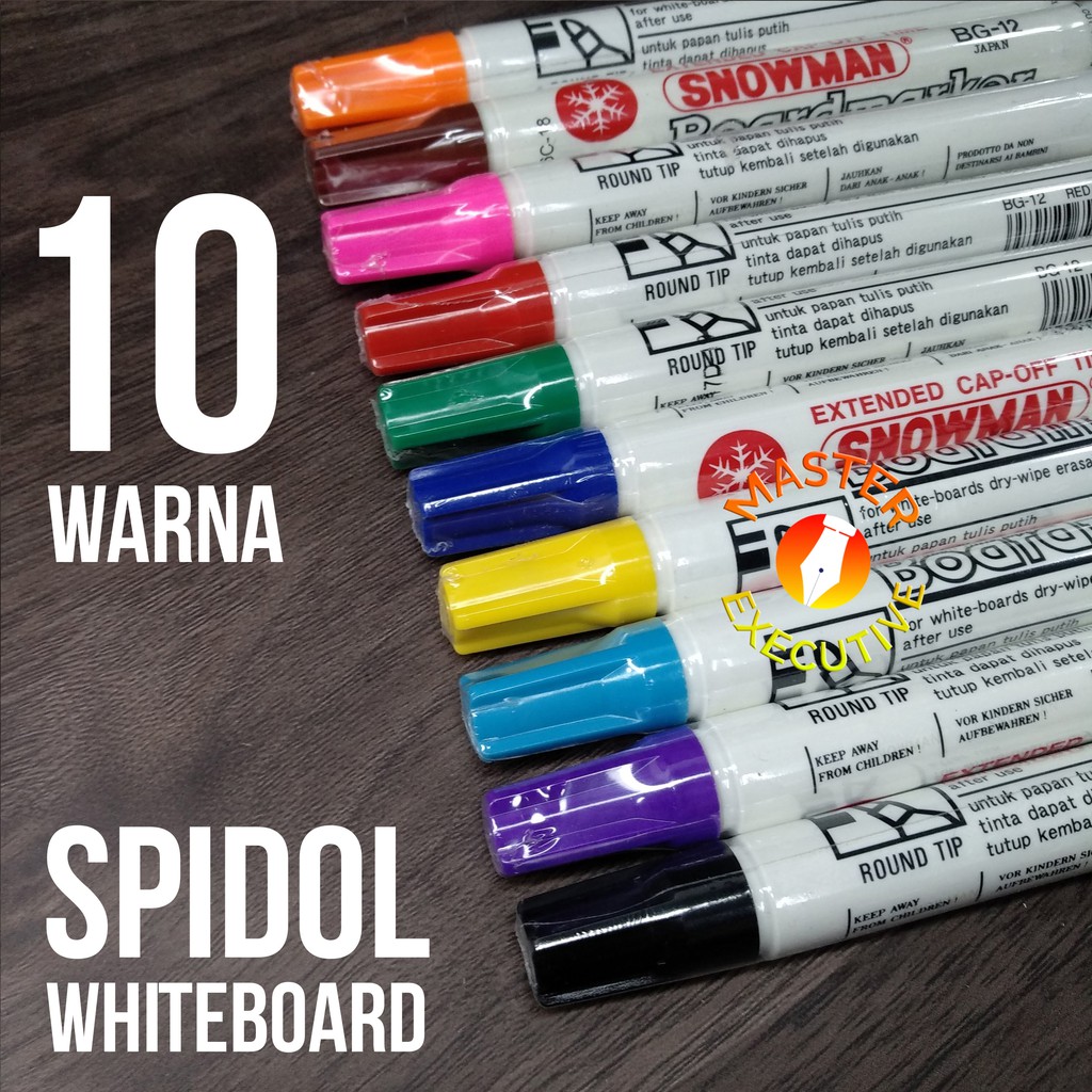 Jual [Buah] Snowman Spidol White Board Marker BG-12 - Hitam Merah Biru ...
