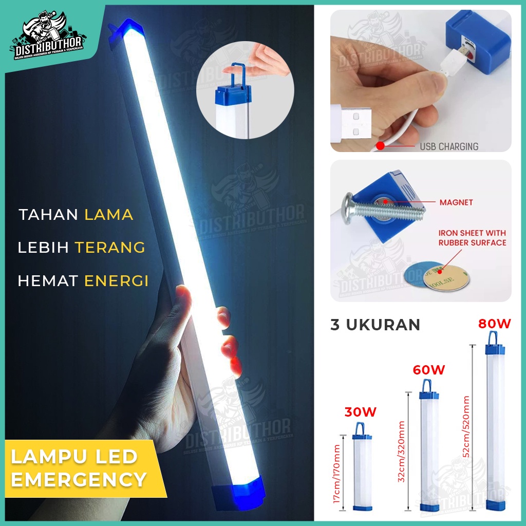 Jual lampu neon led panjang T7 usb bolam let portable emergency lamp ...