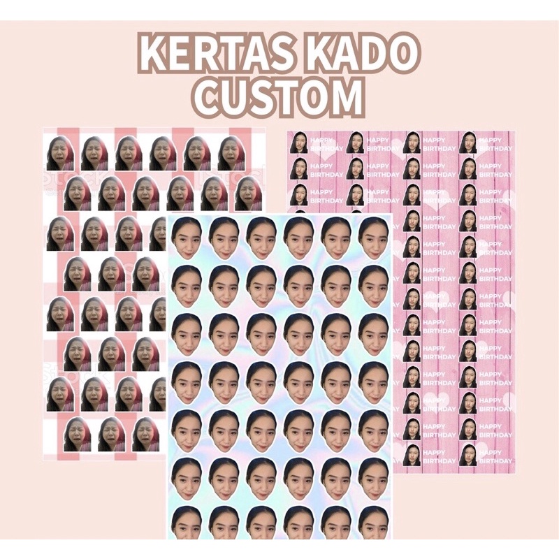Jual KERTAS KADO MUKA SENDIRI/CUSTOM (BACA DESKRIPSI) | Shopee Indonesia