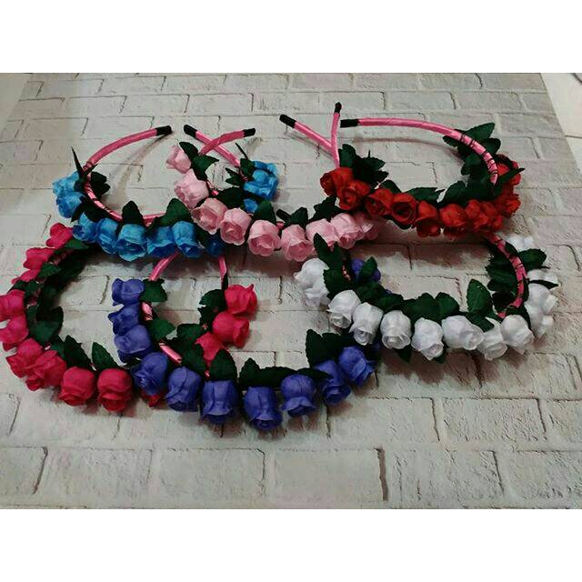 Jual bando mawar merah, putih, pink, biru, ungu, kombinasi | Shopee ...