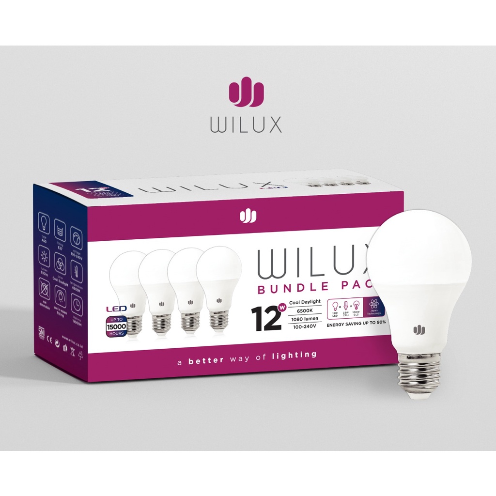Jual Lampu WILUX LED BULB BUNDLE PACK - 12W PUTIH 6500K - Bohlam isi 4 ...