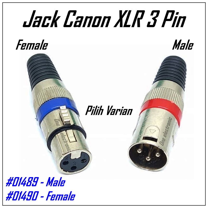 Jual Jack Canon XLR 3Pin Audio Mic konektor jenis Plug Female Male ...