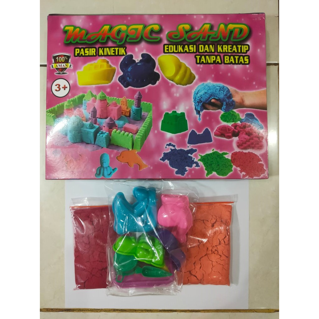 Jual Mainan Magic Sand Pasir Kemasan Box Lengkap Dengan Cetakan ...