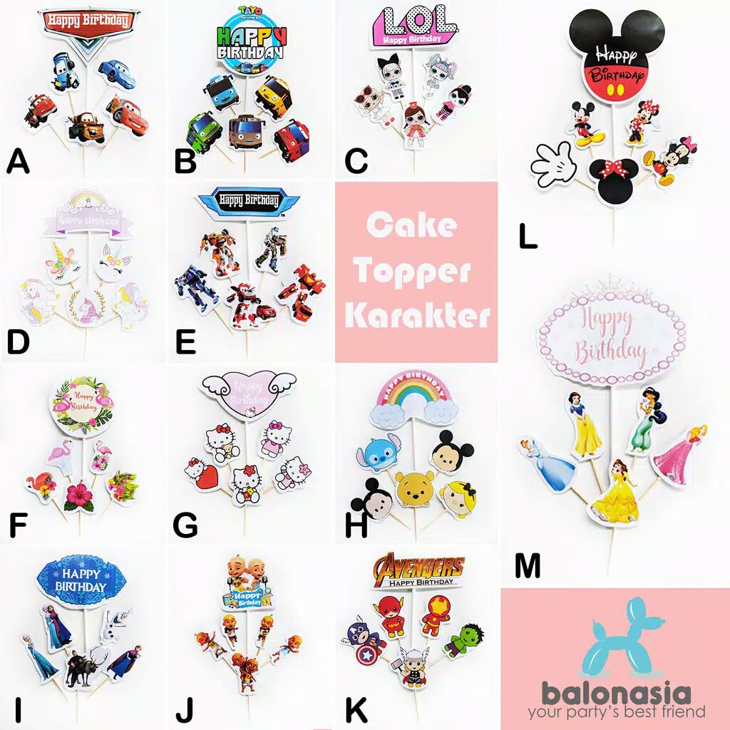 Jual topper cake hiasan kue ulang tahun hiasan nasi tumpeng karakter ...