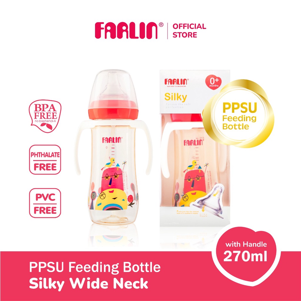 Jual Farlin Silky PPSU Little Artist Feeding Bottle with Handle - 270 ...