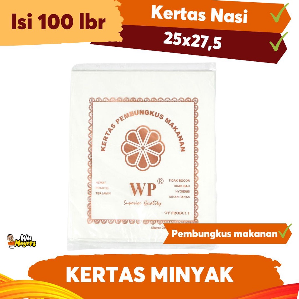 Jual Kertas Nasi Putih / Kertas Bungkus Makanan WP 25x27,5 Isi 100 Lbr ...