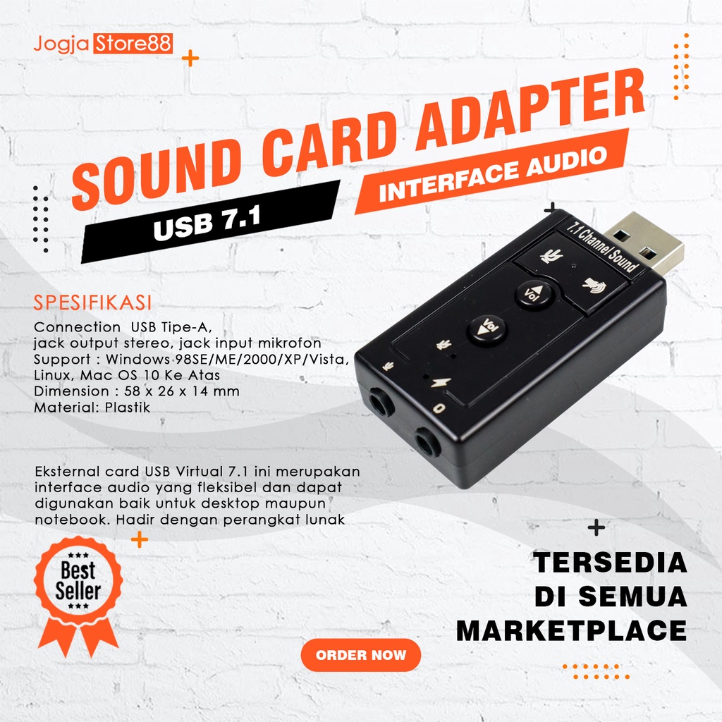 Jual Sound Card USB Eksternal | Jack USB Type-A 3D Sound Stereo 7.1 ...