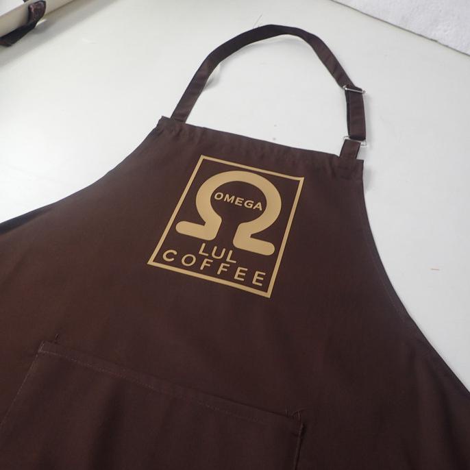 Jual Apron Custom Design Cafe Logo / Celemek Custom Sablon Nama ...