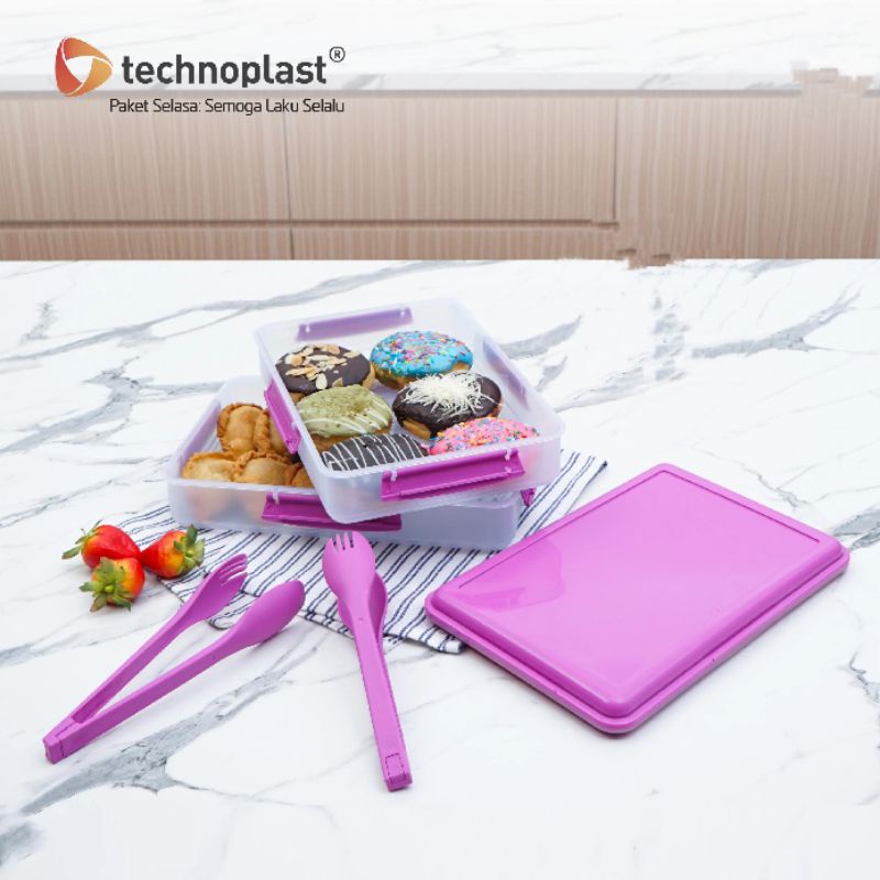 Jual Box Makanan Plastik Kotak Bekal Donat 2500 ml Rantang Kue Gorengan ...