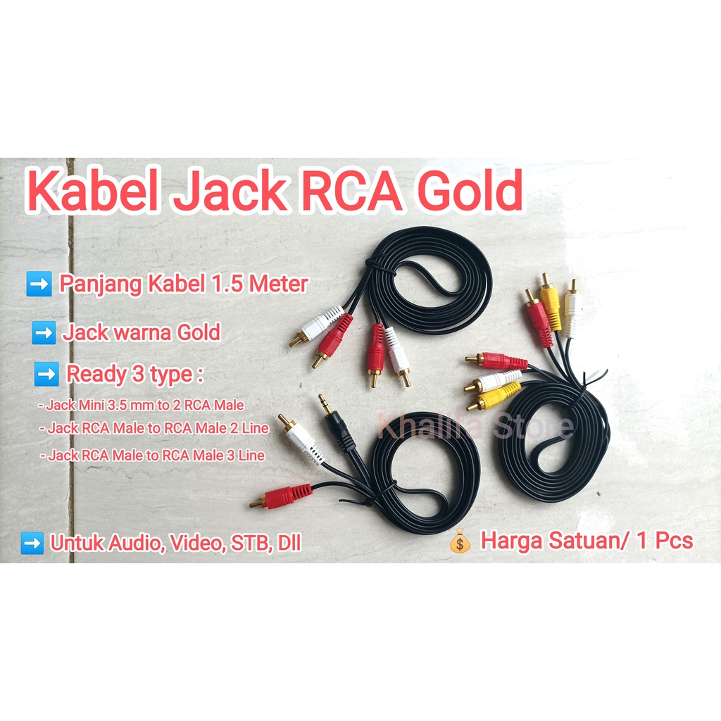 Jual Kabel Colokan Audio AUX 1 2 2 3 3 RCA to male Stereo Jack 3,5 3.5 ...