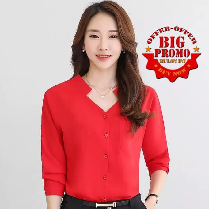 Jual KEMEJA WANITA !! KEMEJA WANITA - KEMEJA KERJA KOREA FULL KANCING {PRODUK TERBARU} | Shopee ...