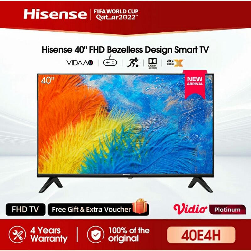 Jual Hisense 40 inch HD Smart TV-Bezelless Design-Dolby Audiol-Bluetooth-USB-HDMI-Clean View ...